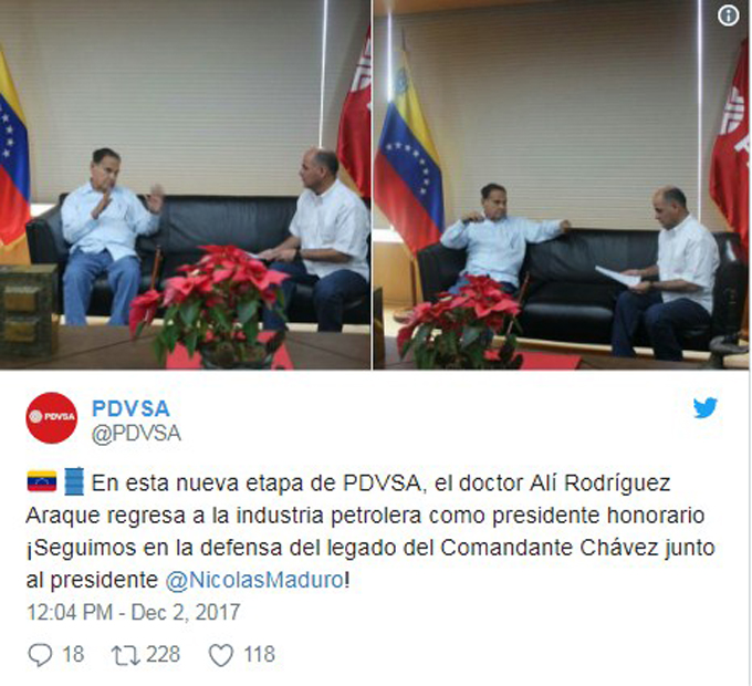 Alí Rodríguez Araque asume presidencia honorífica de Pdvsa