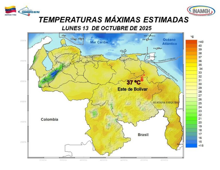 Clima en Venezuela para hoy 13 de octubre de 2025